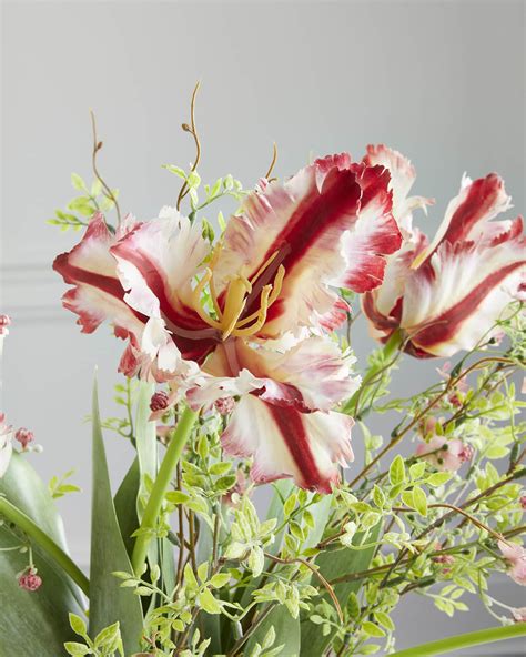 John Richard Collection Raspberry Tulips Faux Floral Arrangement In