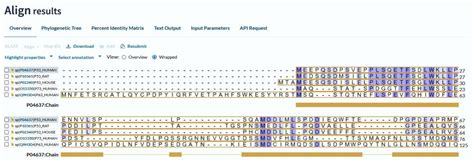 alignment results uniprot