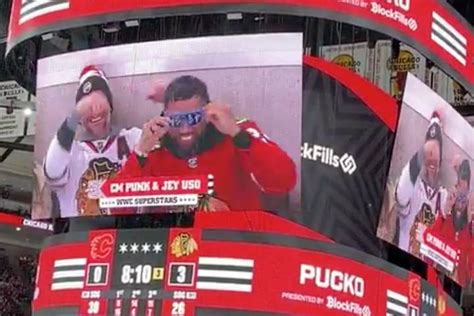 Cm Punk Jey Uso And Jackie Redmond Attended Nhl Game In Chicago Sacnilk