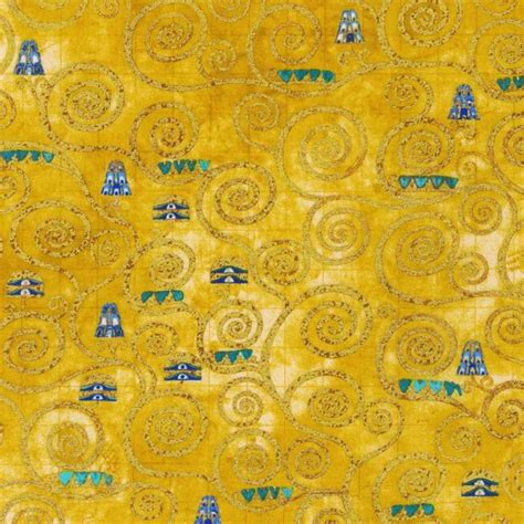 Metallic Robert Kaufman Fabric Gustav Klimt Swirls Gold