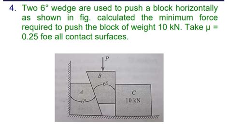 Solved Two 6 Degree Wedge Are Used To Push A Block Chegg Com
