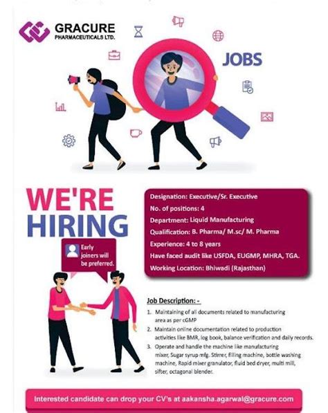 Pharma Job Vacancy On Linkedin Gracure Pharma Job Vacancy For B Pharma
