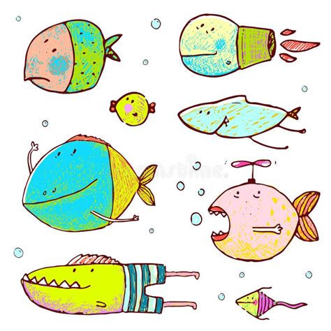 Coleção Bonito Do Desenho Dos Peixes Dos Desenhos Animados Ilustração