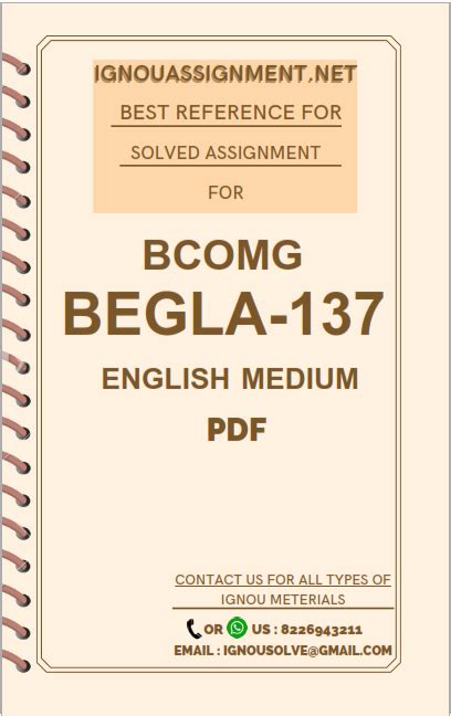 Begla 137 Solved Assignment English Medium 2022 23 Ignouassignment