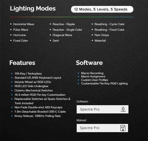 TECWARE SPECTRE PRO RGB BACKLIT MECHANICAL KEYBOARD Computers Tech Parts Accessories