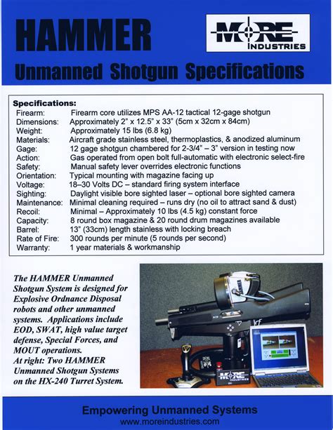 Hammer Remotely Operated Weapons System For Robotic And Manned Vehicles Dr