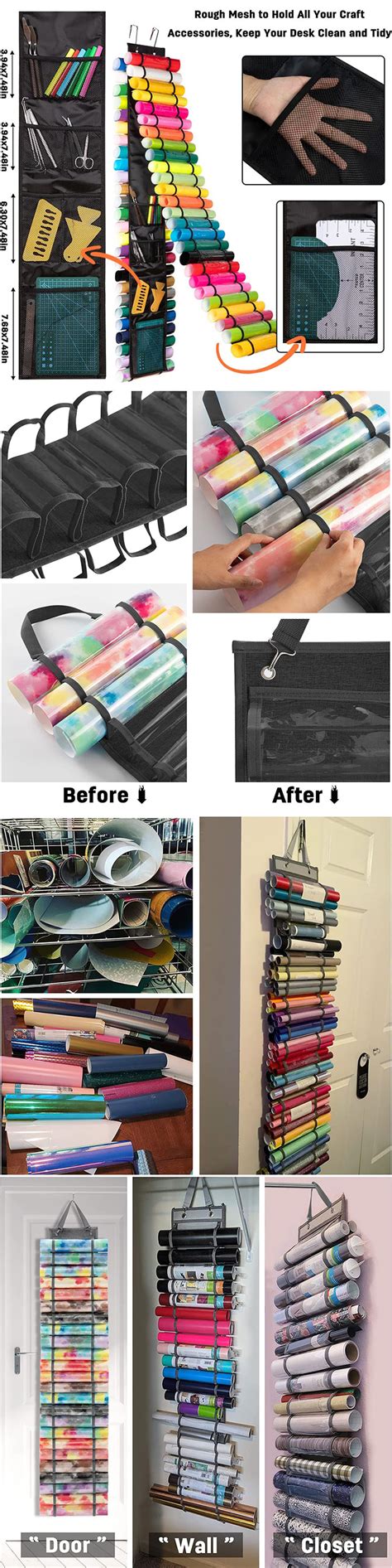 Wall Mount Vinyl Roll Storage Rack Craft Collapsible Vinyl Organizer