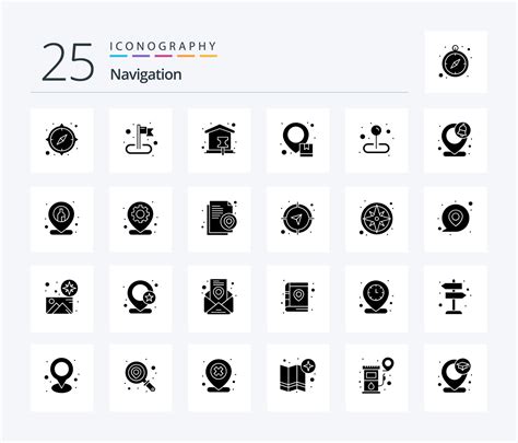 Navigation 25 Solid Glyph Icon Pack Including Map Pin Location Map