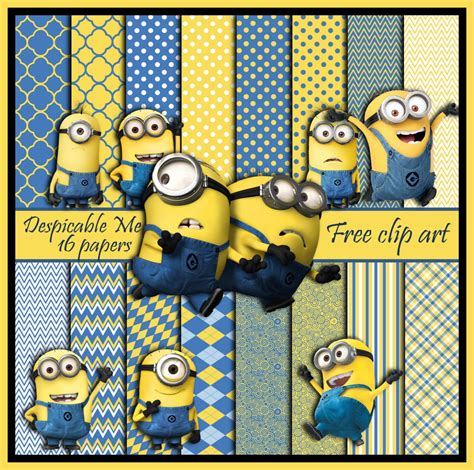 Digital Scrapbook Paper Minion Clip Art By ScrapbookPaperShack