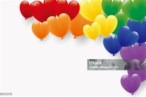 Lgbt 6색 무지개 색깔의 하트 모양의 풍선 배경 3차원 형태에 대한 스톡 벡터 아트 및 기타 이미지 3차원 형태 Pride Lgbtqi Event 게이
