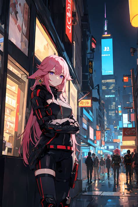 Yae Miko Night City By Pekotu On Deviantart