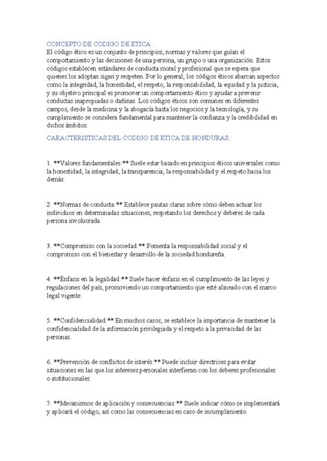 Concepto De Codigo De Etica Hondureña Industrial Concepto De Codigo Concepto De Codigo De Etica Hondureña Industrial Concepto De Codigo