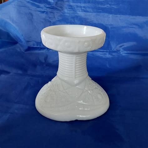 A Mckee Milk Glass Punch Bowl Base In The Concord Pattern That Has