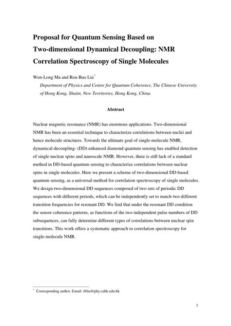 Pdf Proposal For Quantum Sensing Based On Two Dimensional Dynamical Decoupling Nmr