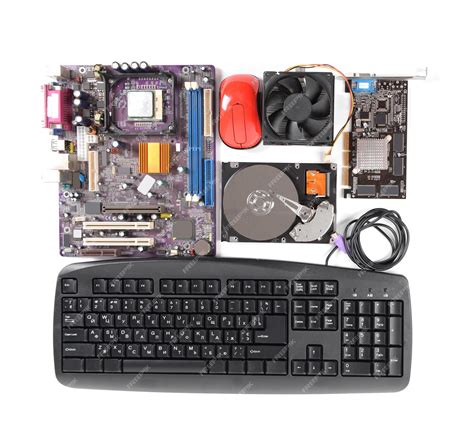 Premium Photo Set Of Computer Parts Isolated On White