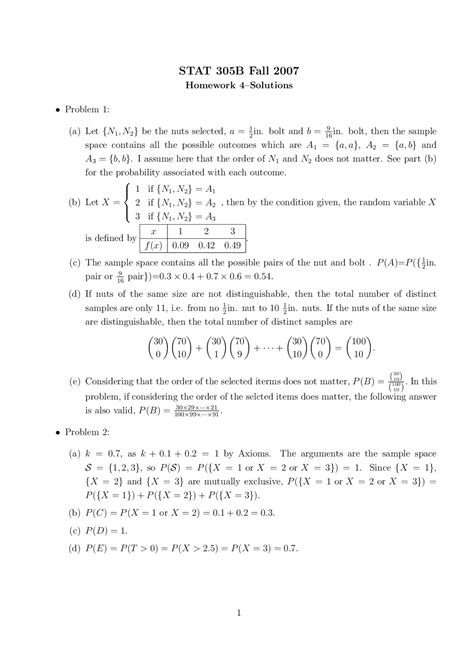 Homework 4 Solutions Engineering Statics Stat 305 Docsity