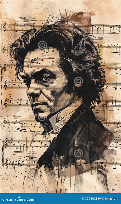 Artistic Illustration Of Composer Ludwig Van Beethoven With Intense