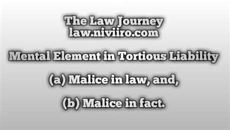 Mental Element In Tortious Liability