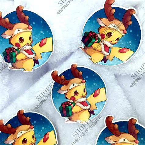 💕 Waterproof💕 Pikachiu Chirstmas Onsie Pokemon Laptop Sticker Car