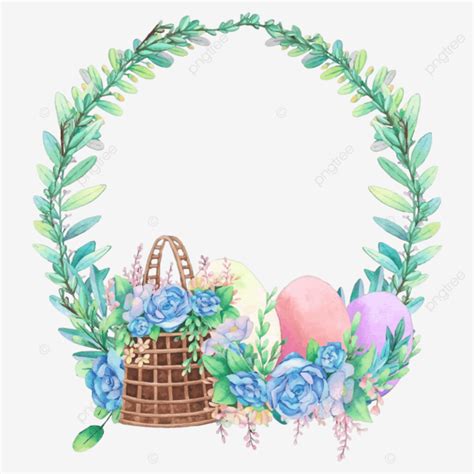 봄 부활절 장식 수채화 화환 프레임 꽃 무늬 토끼 유칼립투스 Png 일러스트 및 벡터 에 대한 무료 다운로드 Pngtree