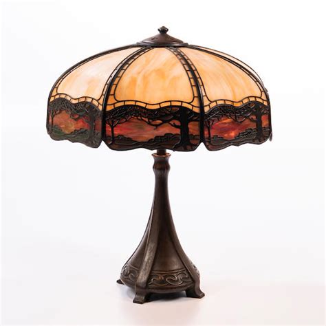 Bonhams Skinner Handel Slag Glass Table Lamp Meriden Connecticut Early 20th Century Four