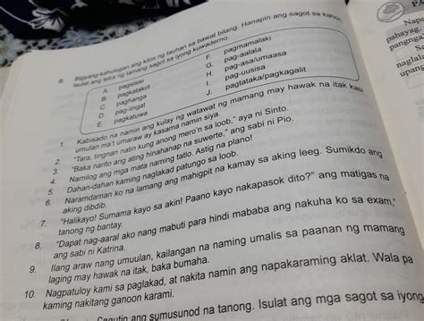 Bigyang Kahulugan Ang Kilos Ng Tauhan Sa Bawat Bilang Hanapin Ang