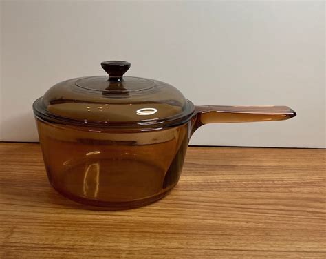 Pyrex 1 5 Liter Amber Visions Sauce Pot With Lid Vintage Pyrex Etsy