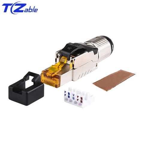 Cat8 Rj45 커넥터 금속 모듈러 플러그 40gbps 차폐 크림프 이더넷 케이블 어댑터 Rj 45 Lan 케이블 확장 네트워크 플러그 Cat 8플러그 And 커넥터