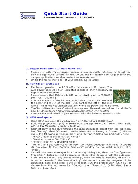 Quick Start Guide Renesas Development Kit Rdkrx62n Pdf Web Server Internet And Web