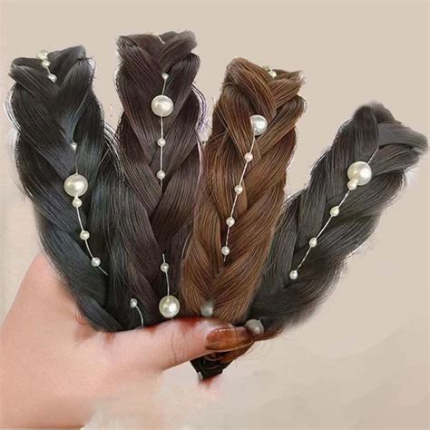 Wide Brimmed Korean Style Fishbone Braid Wig Headband Twist Hairbands Hair Hoop Eur 761