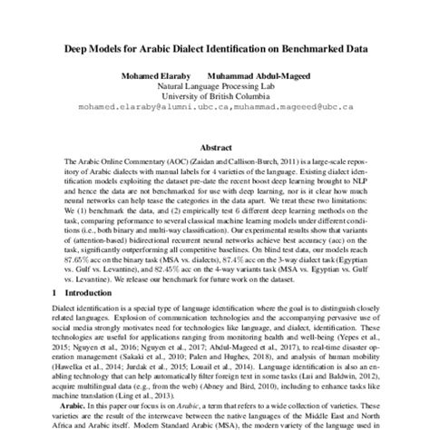 Deep Models For Arabic Dialect Identification On Benchmarked Data Acl