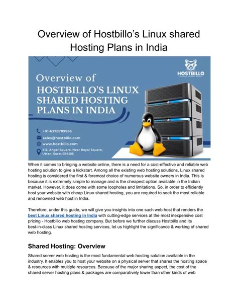 ppt overview of hostbillo s linux shared hosting plans in india