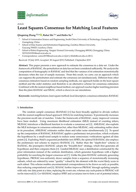 Pdf Least Squares Consensus For Matching Local Features
