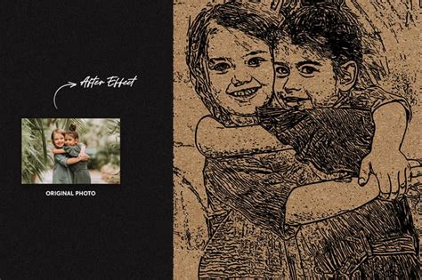 Etching Sketch Photo Effect Layer Styles Including Watercolor