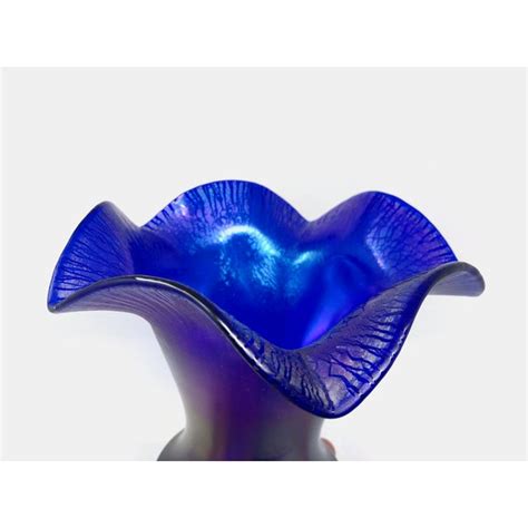 Mid 20th Century Cobalt Blue Stretch Glass Vase Chairish