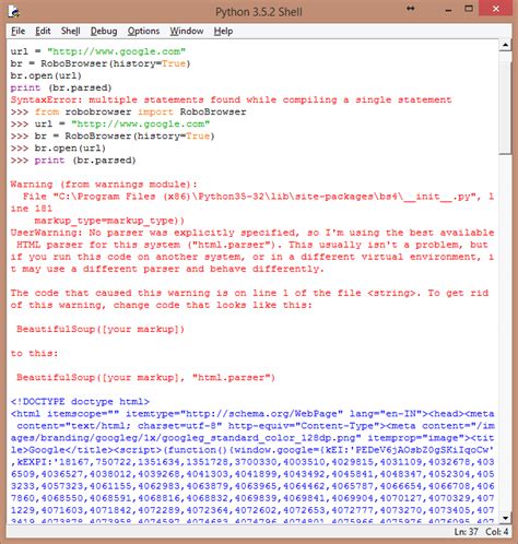 python ptvs robobrowser giving beautifulsoup error stack overflow