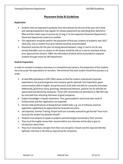 Placement Rules And Guidelines V13 Pdf Skill Résumé