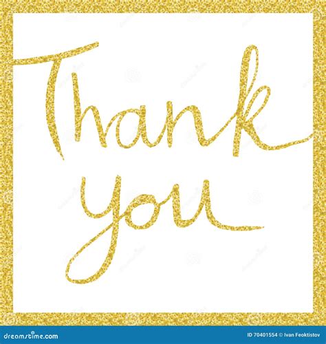 Thank You Gold Glitter Hand Lettering On Black Vector Illustration