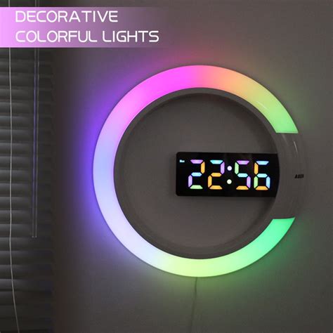 Remote Control Digital Wall Clock Creative Led Rgb Alarm Clock With