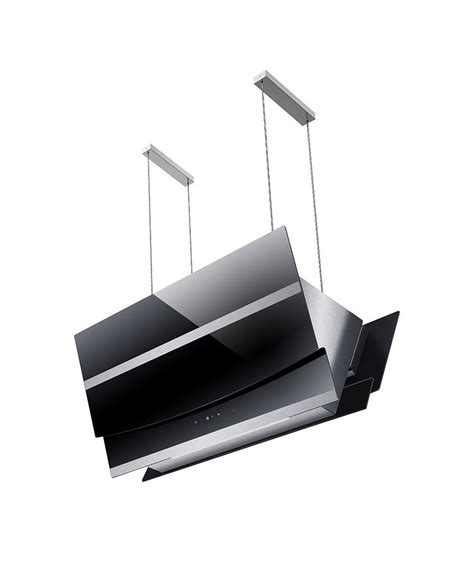 Falco Ar 90 826 90cm Island V Shape Black Glass Extractor Fan Aands