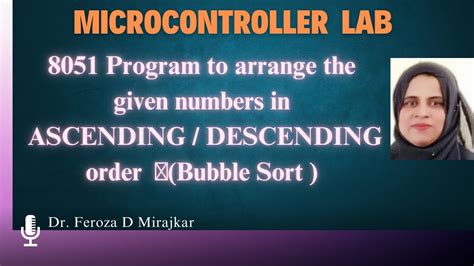 8051 Program Ascending Or Descending Using Bubble Sort Youtube