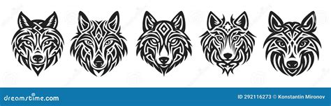 Tribal Tattoo Of The Wolf Head In Celtic And Nordic Ornament Flat Style