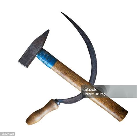 낫과 망치 흰색 배경에 고립 된 소련 공산주의 상징으로 거짓말 Political Party에 대한 스톡 사진 및 기타 이미지