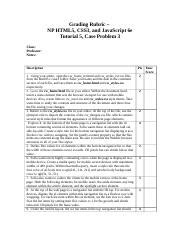 Tutorial Case Rubric Docx Grading Rubric Np Html Css And
