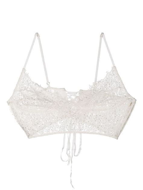 Kiki De Montparnasse Beaded Lace Longline Bra White Editorialist