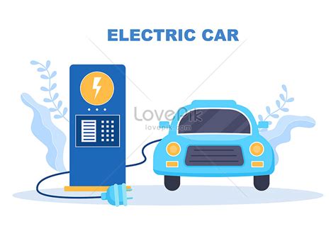전기 녹색 자동차 그림 충전 일러스트 무료 다운로드 Lovepik