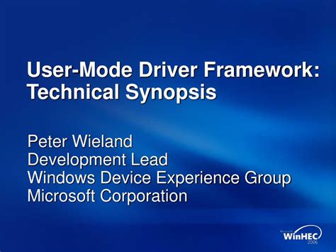 Ppt User Mode Driver Framework Technical Synopsis Powerpoint Presentation Id301236