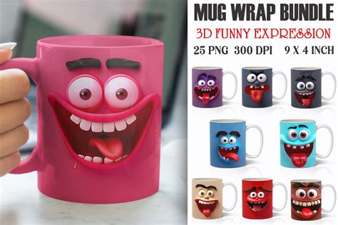 Funny Expression 3d Mug Wrap Bundle Graphic By Foxmia · Creative Fabrica