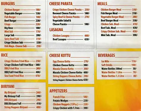 My Burger Menu Menu For My Burger Nugegoda Colombo Colombo Zomato