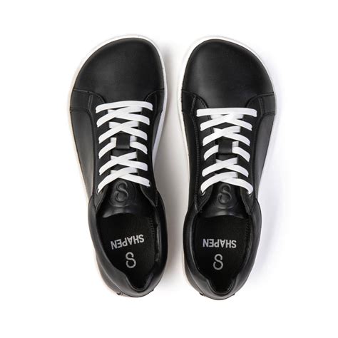 Feelin Uni Barefoot Sneakers Black And White Leather Shapen Barefoot